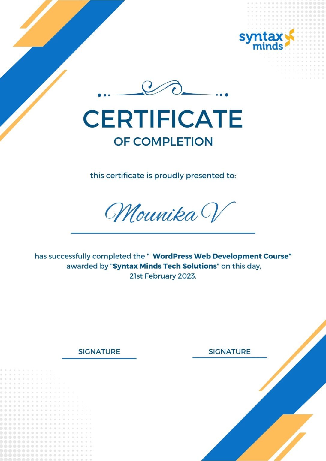 Wordpress Web Development Course - Syntax Minds